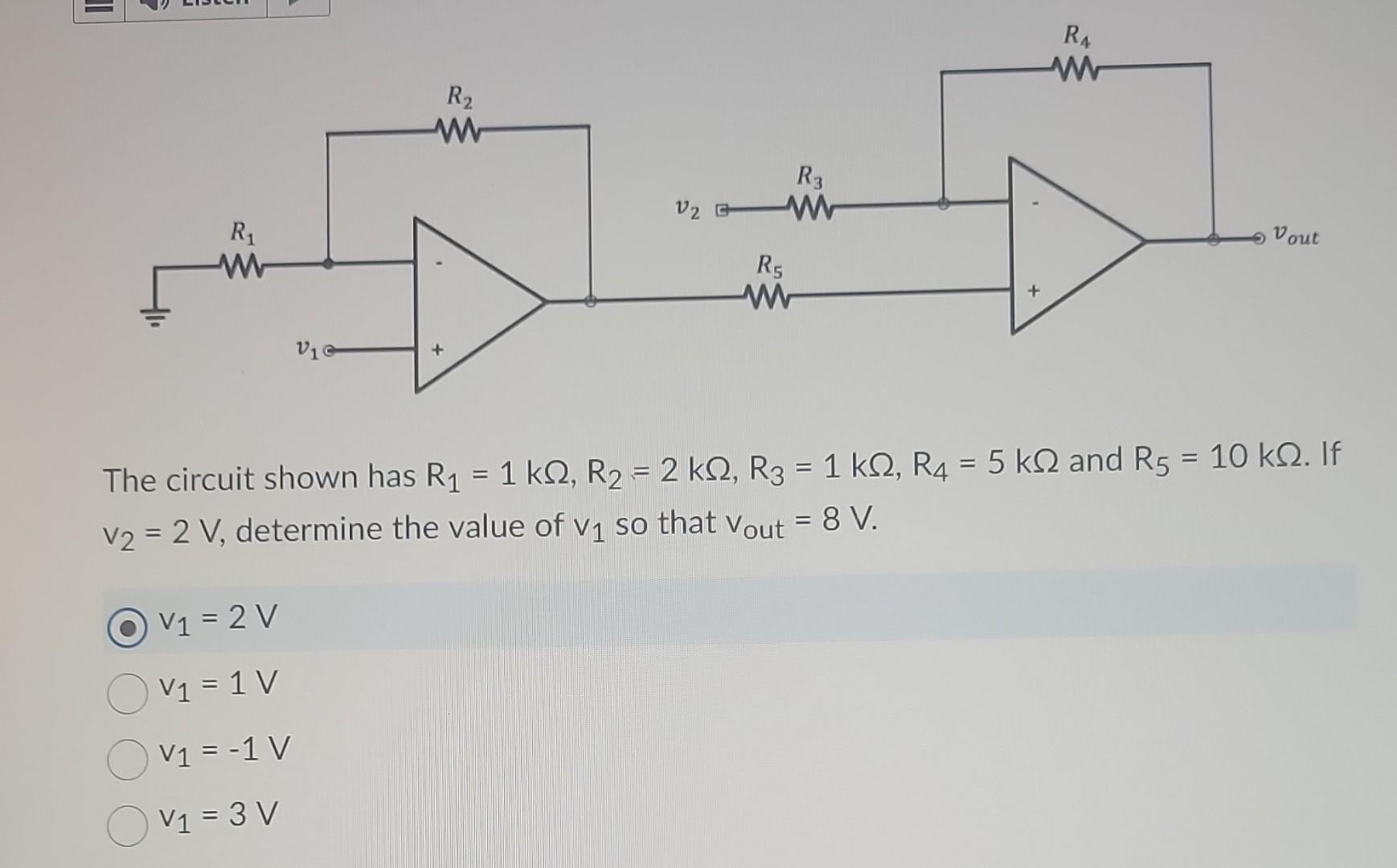 Solved The circuit shown has R1=1kΩ,R2=2kΩ,R3=1kΩ,R4=5kΩ and | Chegg.com