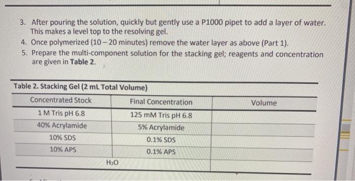 Solved Protocol: Read these steps before pouring your gels. | Chegg.com