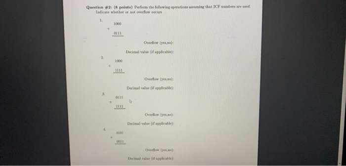 Solved Question #1: (16points) For each of the following | Chegg.com