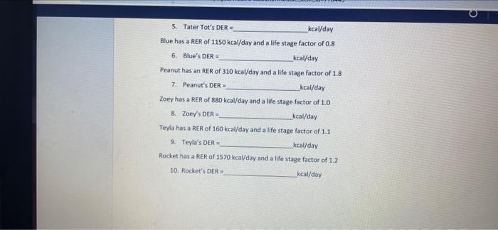 Solved - Determine DERS Calculate the pets Ders using the | Chegg.com
