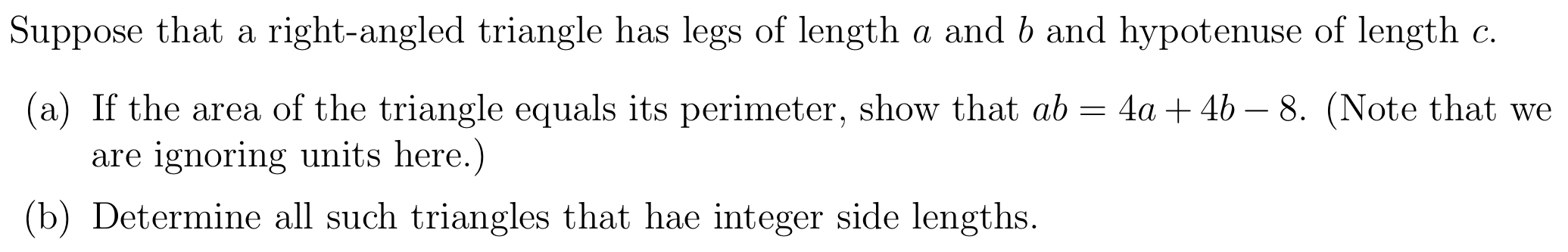 Solved Suppose that a right-angled triangle has legs of | Chegg.com