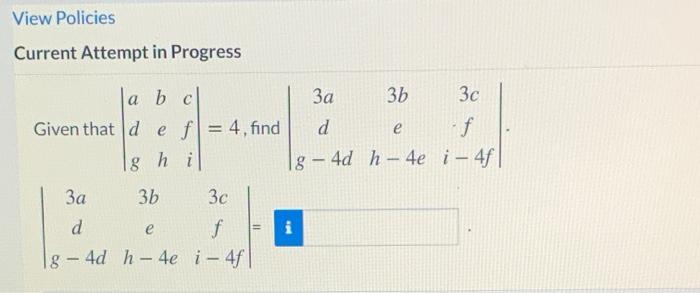 Solved View Policies Current Attempt in Progress Let A = 3 3 | Chegg.com