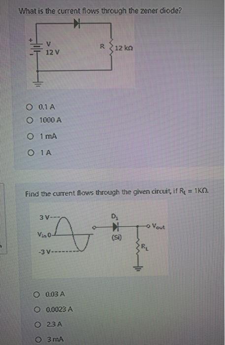 Solved What is the current flows through the zener diode? V | Chegg.com
