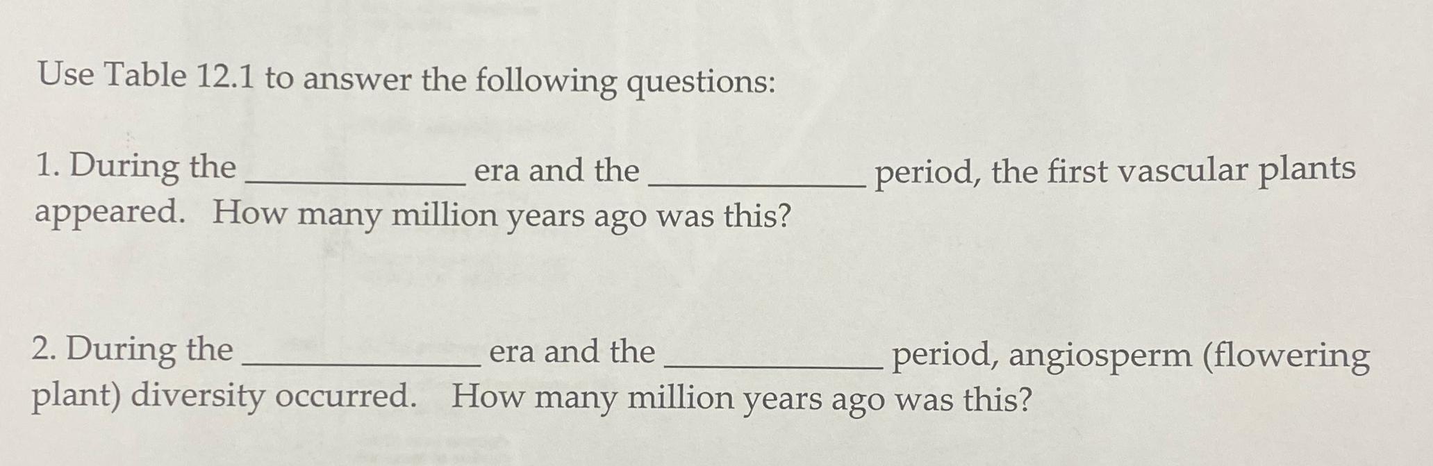 Solved Use Table 12.1 ﻿to answer the following | Chegg.com