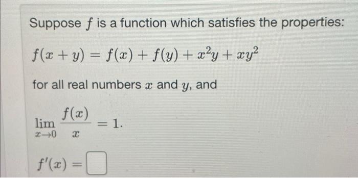 Solved Suppose f is a function which satisfies the | Chegg.com