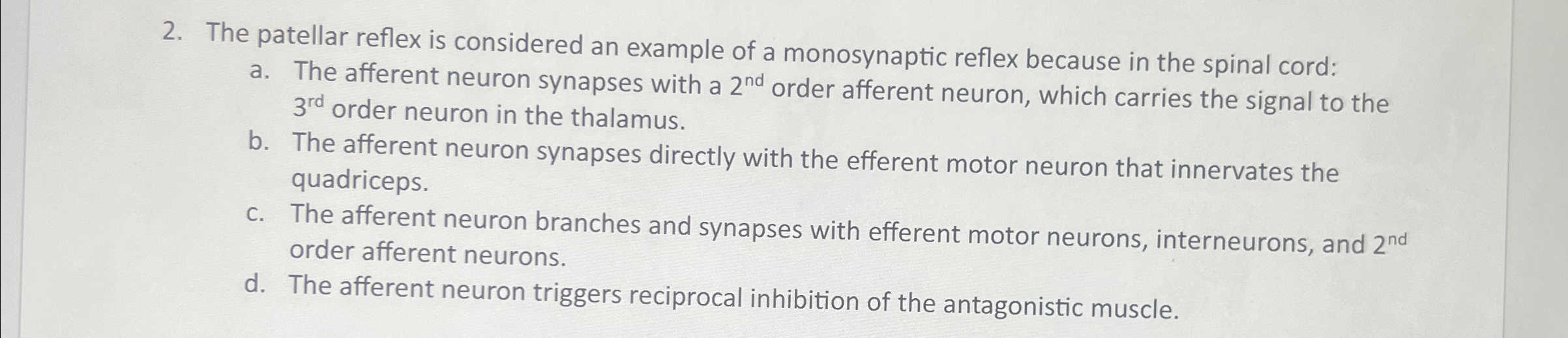 Solved The patellar reflex is considered an example of a | Chegg.com