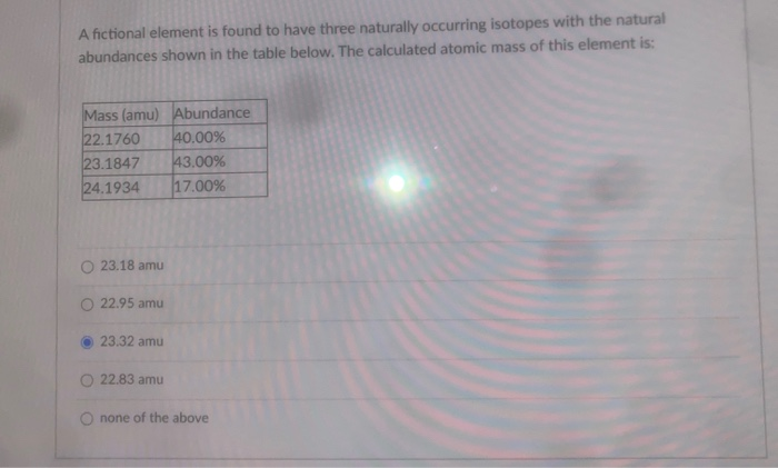 Solved A fictional element is found to have three naturally | Chegg.com