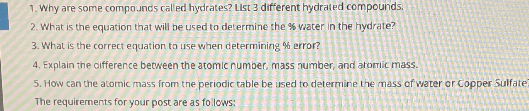 Solved Why are some compounds called hydrates? List 3 | Chegg.com