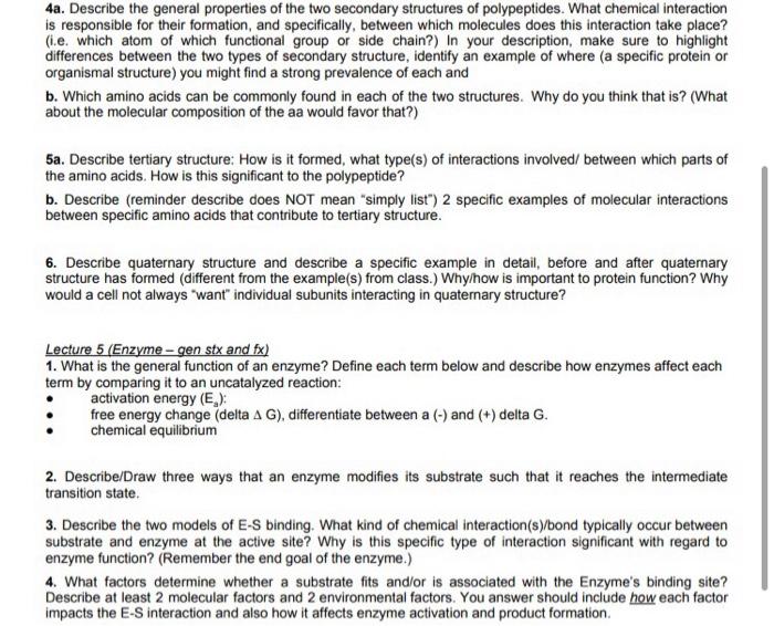 Solved 4a. Describe the general properties of the two | Chegg.com