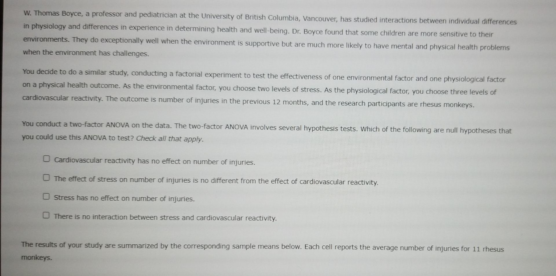 Solved W. Thomas Boyce, a professor and pediatrician at the | Chegg.com