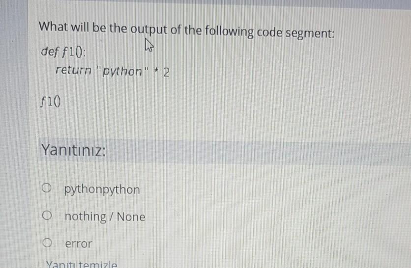 Solved What will be the output of the following code | Chegg.com