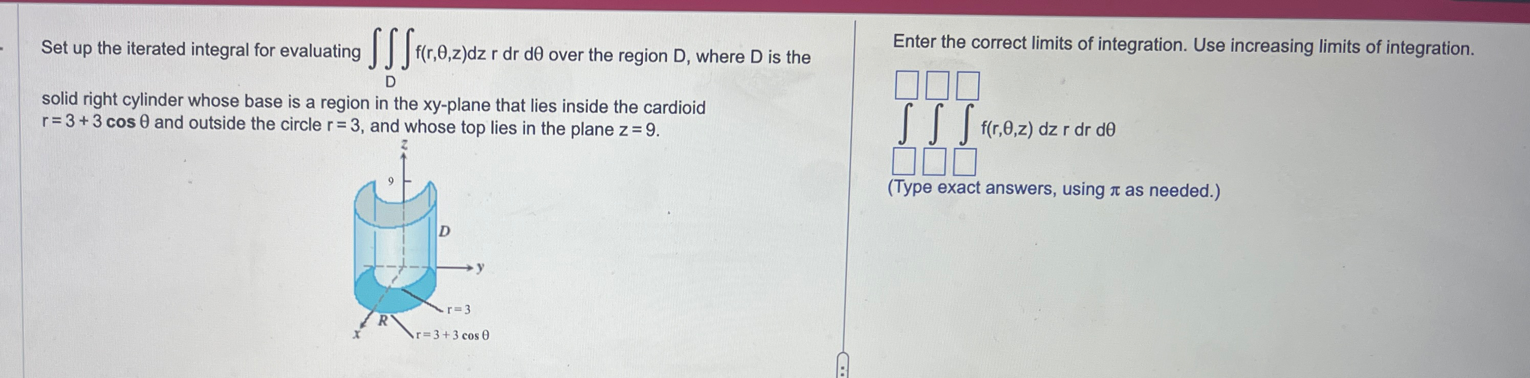 Solved Set up the iterated integral for evaluating | Chegg.com