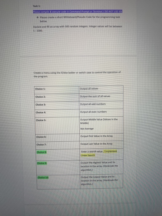 Task 1: Please compile & acute code in Command Prompt | Chegg.com