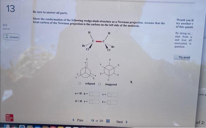 Solved Be sure to answer all parts. Show the conformation of | Chegg.com