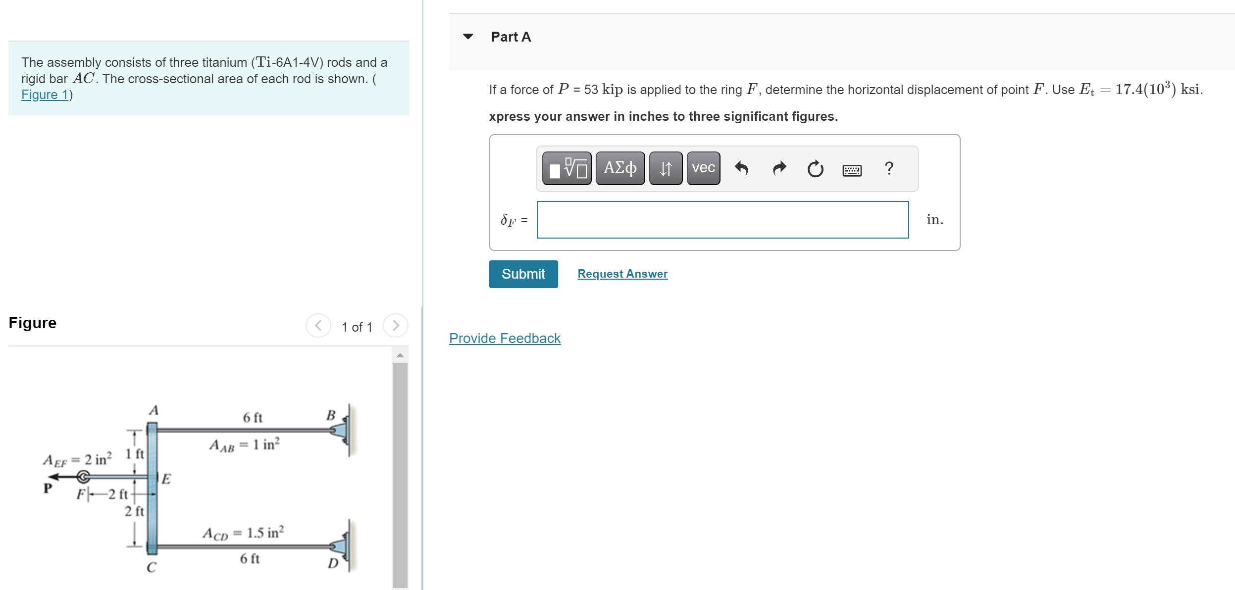 Solved The assembly consists of three titanium ( Ti-6A1-4V ) | Chegg.com