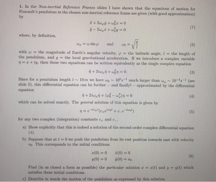 Solved and w 1. In the Non-inertial Reference Frames slides | Chegg.com