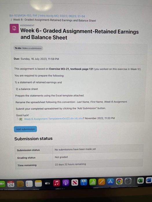 BA-103/MOA-103, FAF / Intro Acctg MO, 03/23; 06/23; | Chegg.com