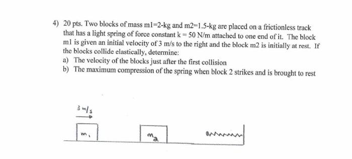 Solved 4) 20 pts. Two blocks of mass ml=2−kg and m2=1.5−kg | Chegg.com
