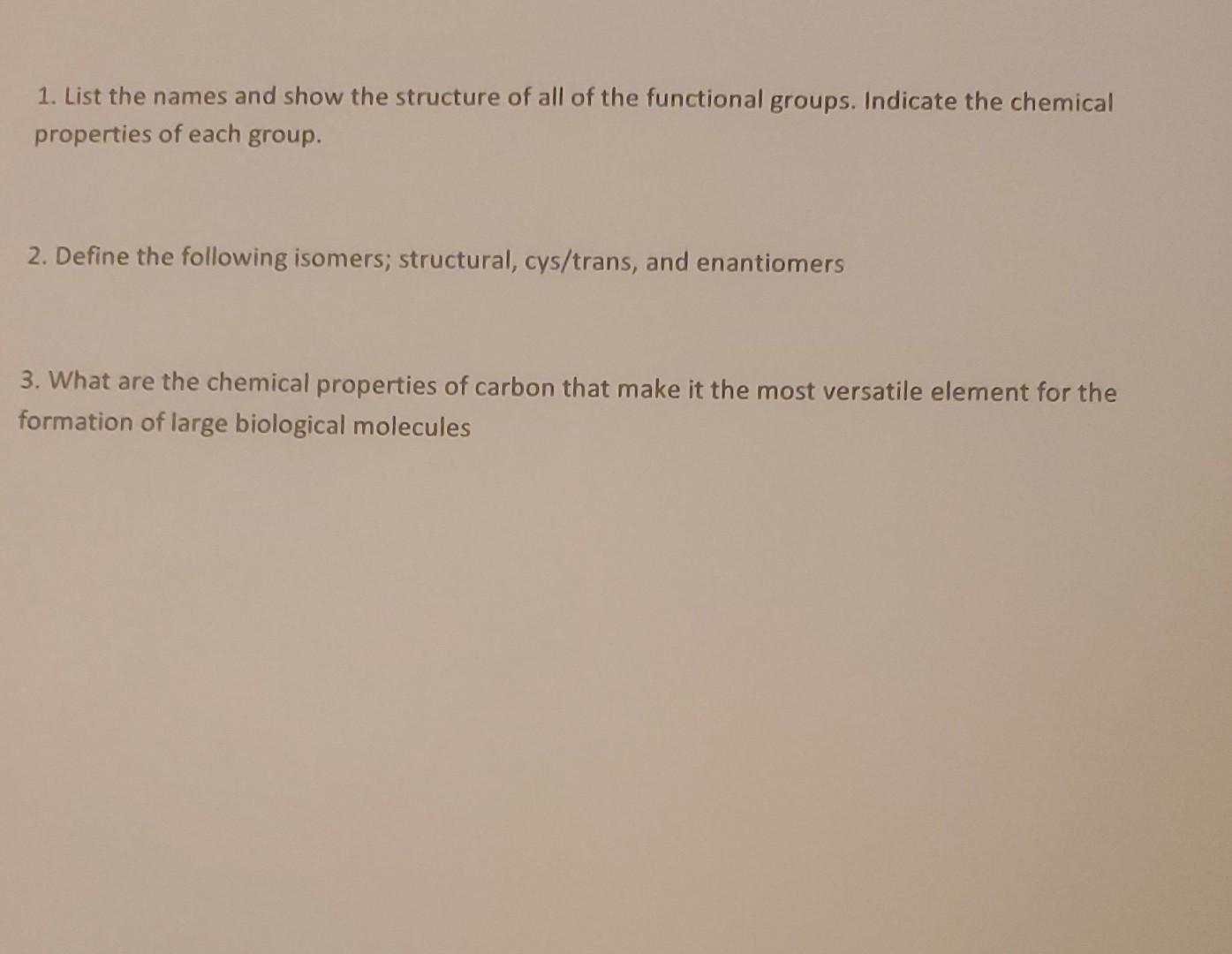 Solved 1. List the names and show the structure of all of | Chegg.com