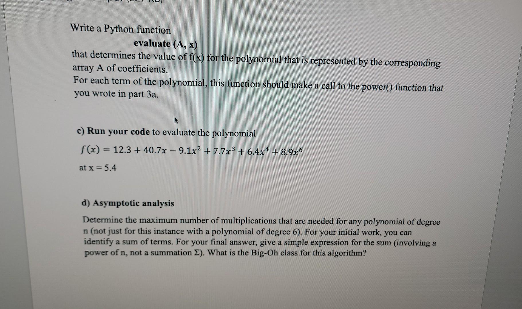 Solved a) Calculating the p'th power of a real number Write | Chegg.com