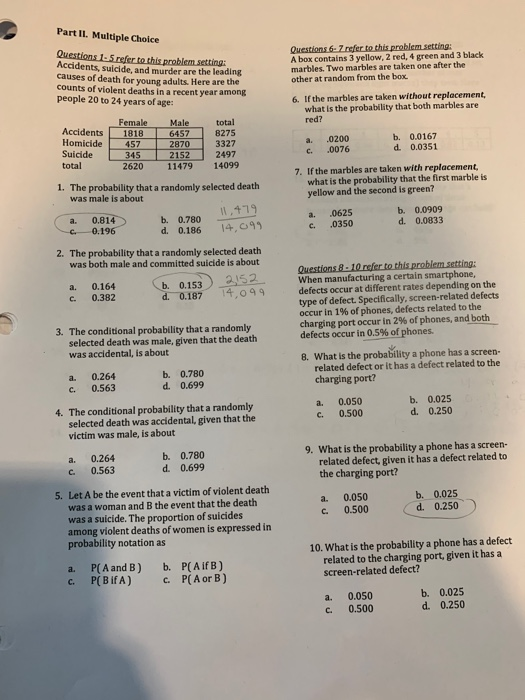 Solved Part II. Multiple Choice Questions 6-7 refer to this | Chegg.com