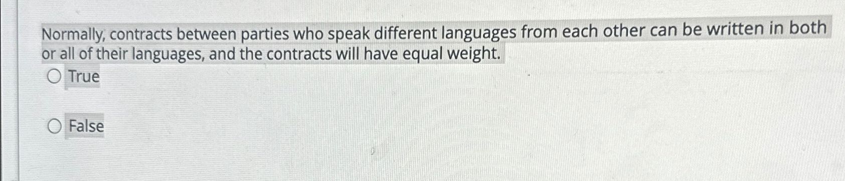 Solved Normally, contracts between parties who speak | Chegg.com
