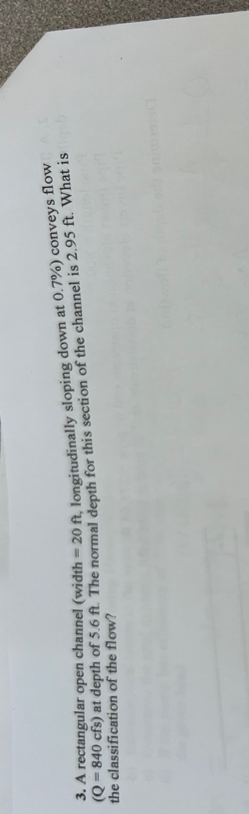 Solved A rectangular open channel (width =20ft, | Chegg.com