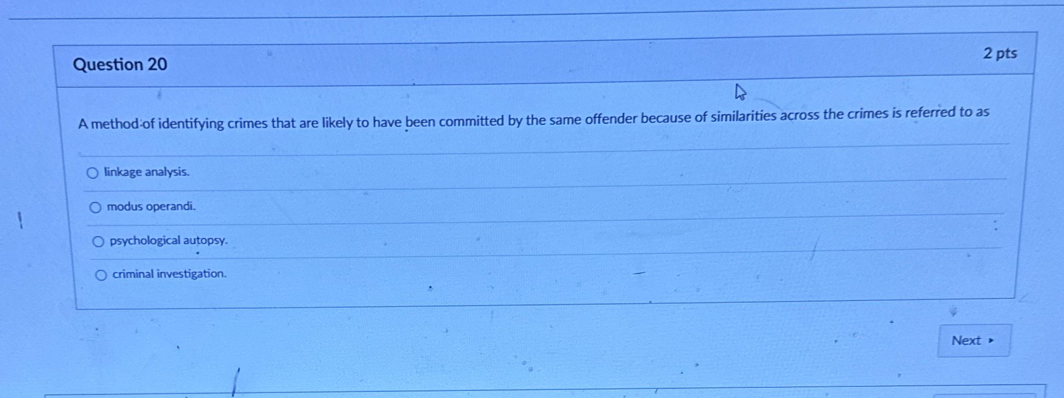 Solved Question 202 ﻿ptsA method of identifying crimes that | Chegg.com