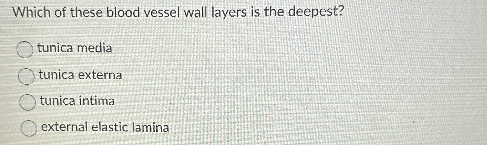 Solved Which of these blood vessel wall layers is the | Chegg.com