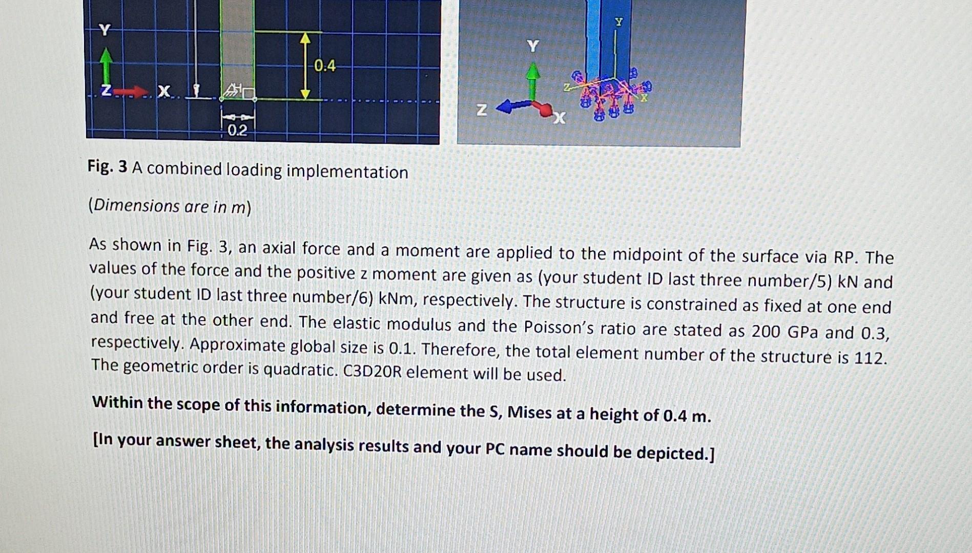 Solved 3. Numerical Analysis (20p) Fig. 3 A combined loading | Chegg.com