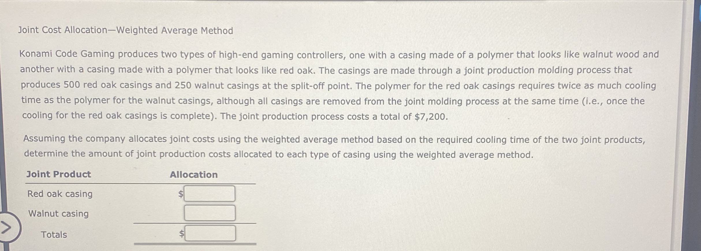Solved Joint Cost Allocation-Weighted Average MethodKonami | Chegg.com