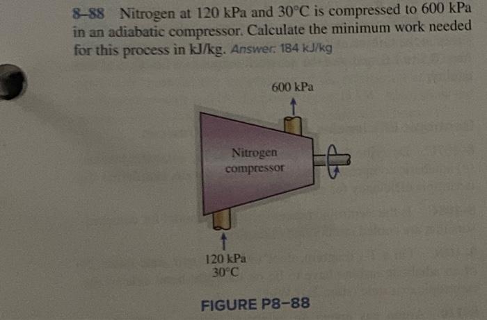 Solved 8-88 Nitrogen at 120kPa and 30∘C is compressed to | Chegg.com