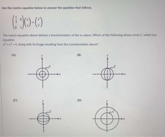 Solved Use the matrix equation below to answer the question | Chegg.com