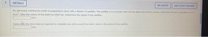 Solved m/s.2. Take the tadius of the Carth as 6400kn. | Chegg.com