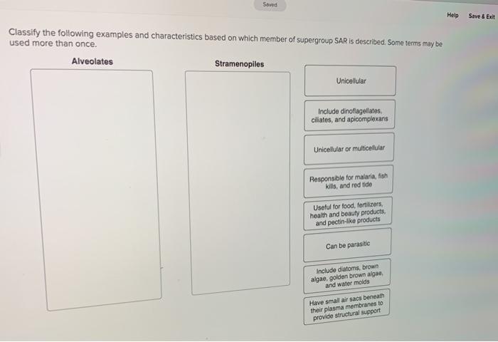 Solved Saved Help Save & Exit Classify the following | Chegg.com