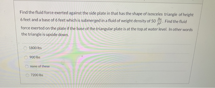 Solved Find the fluid force exerted against the side plate | Chegg.com