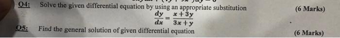 Solved Q4: Solve the given differential equation by using an | Chegg.com