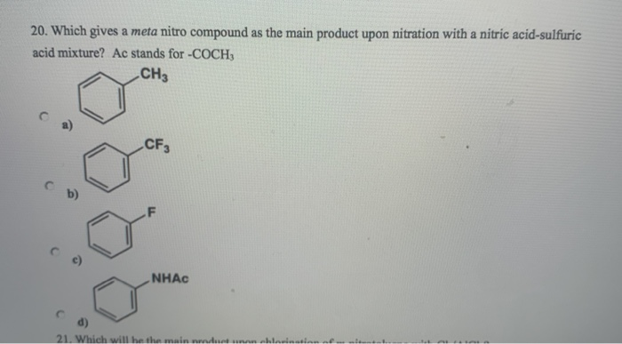 Solved 20. Which gives a meta nitro compound as the main | Chegg.com