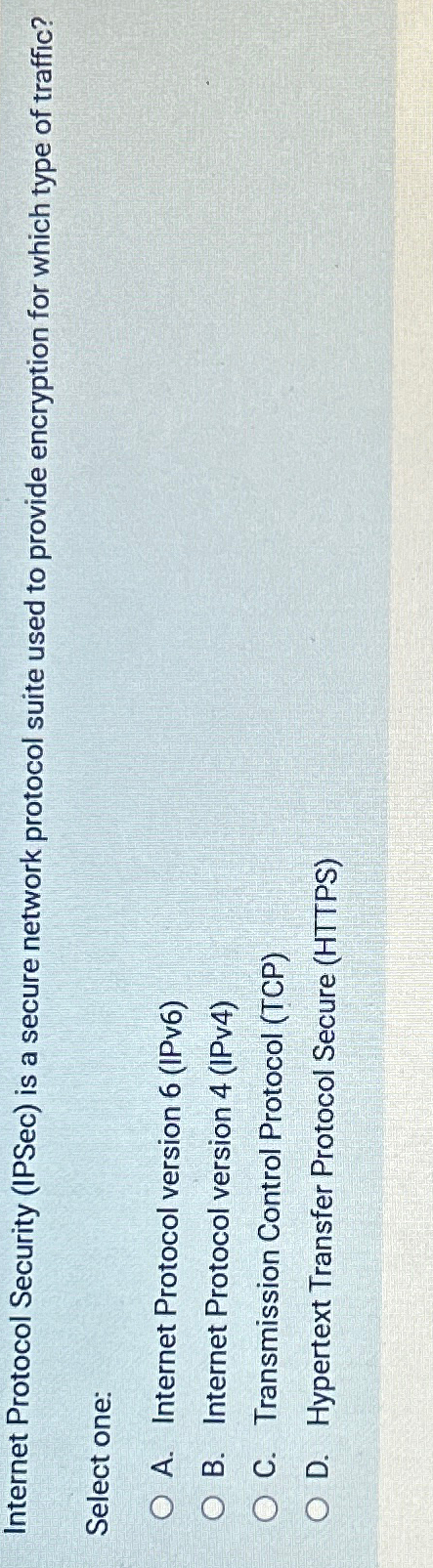 Solved Internet Protocol Security (IPSec) ﻿is a secure | Chegg.com