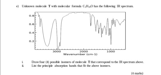 Solved e) Unknown molecule T with molecular formula C3H10 | Chegg.com