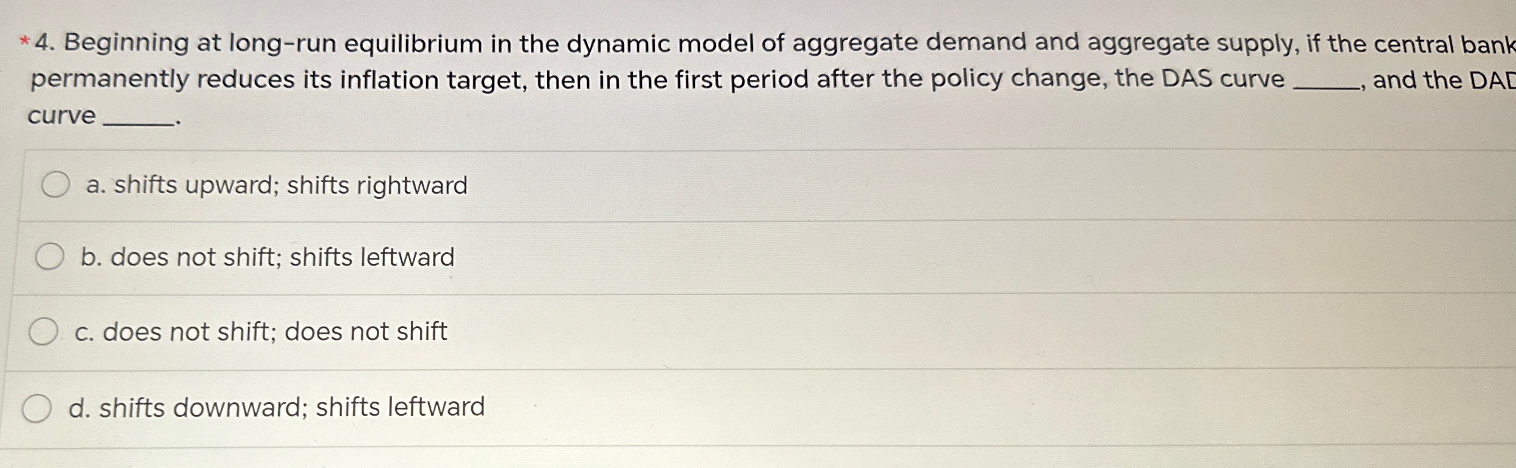 Solved Beginning at long-run equilibrium in the dynamic | Chegg.com