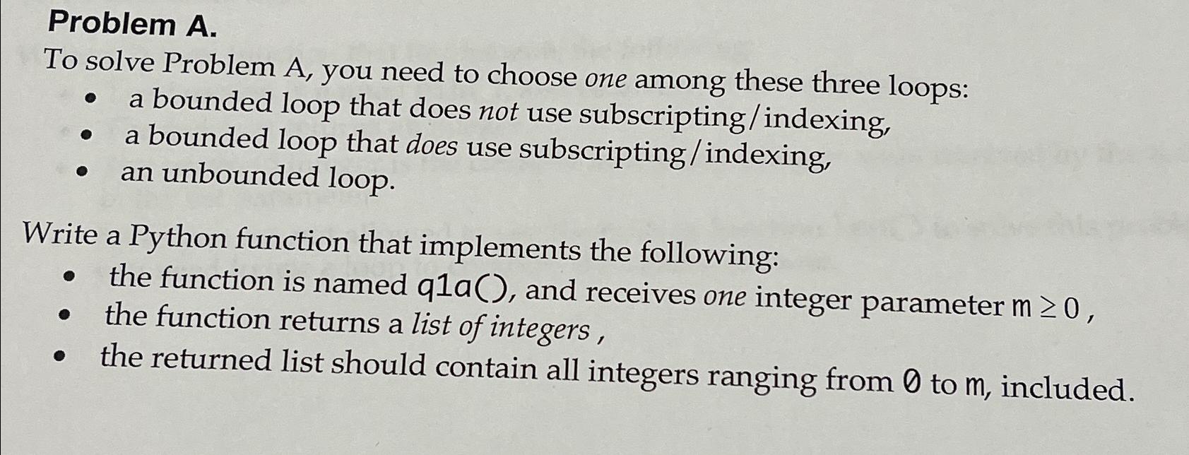 Solved Problem A.To solve Problem A, ﻿you need to choose one | Chegg.com