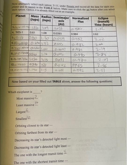 Solved Now alternately select each option, 3-11, under | Chegg.com