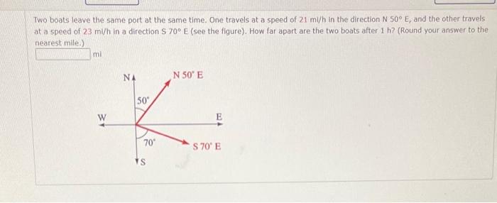 Solved Two boats leave the same port at the same time. One | Chegg.com