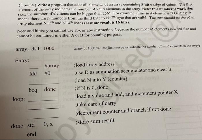 Solved (5 points) Write a program that adds all elements of | Chegg.com
