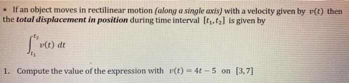 Solved * If an object moves in rectilinear motion (along a | Chegg.com