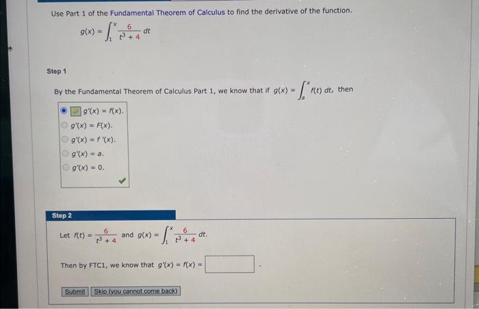 Solved Use Part 1 of the Fundamental Theorem of Calculus to | Chegg.com