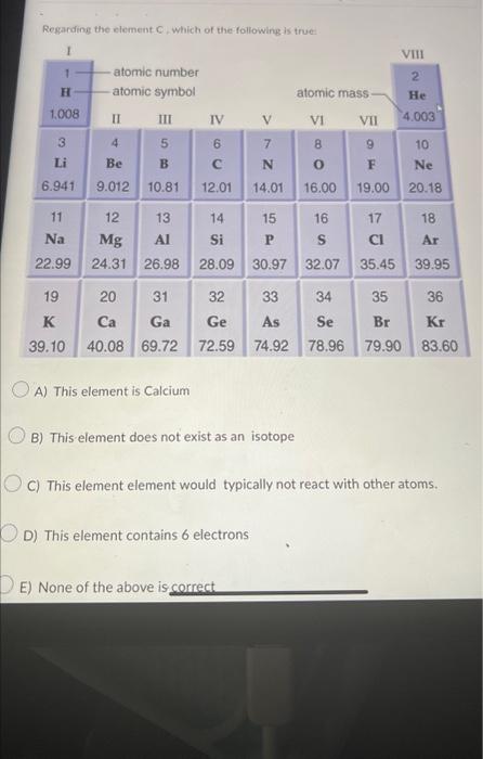 Solved Regarding the element C, which of the following is | Chegg.com