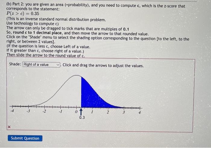 Solved (b) Part 2: you are given an area (=probability), and | Chegg.com
