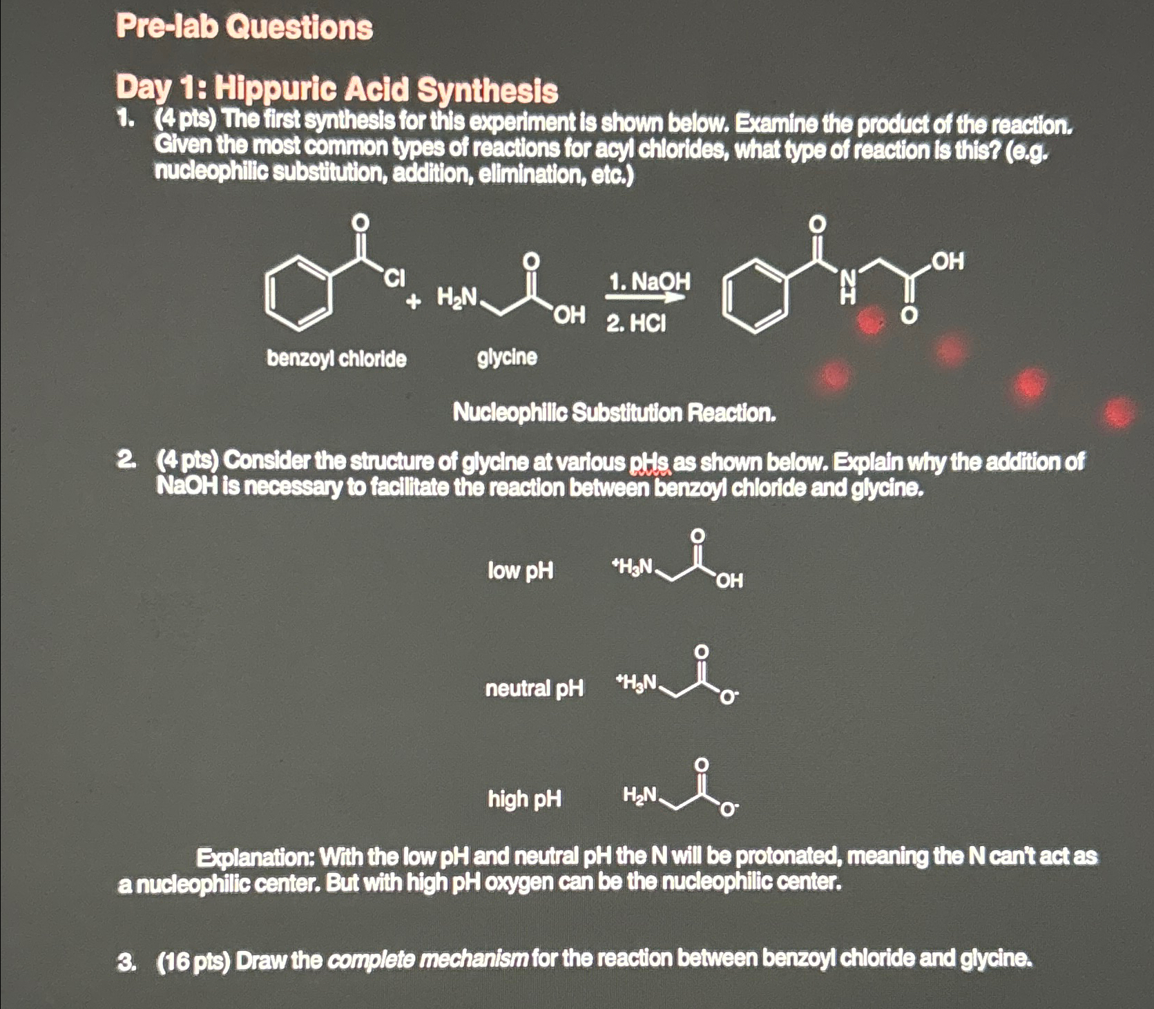 Solved Pre-lab QuestionsDay 1: Hippuric Acid | Chegg.com